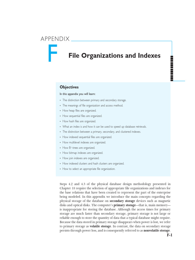 Appendix F | PDF | Computer Data Storage | Database Index