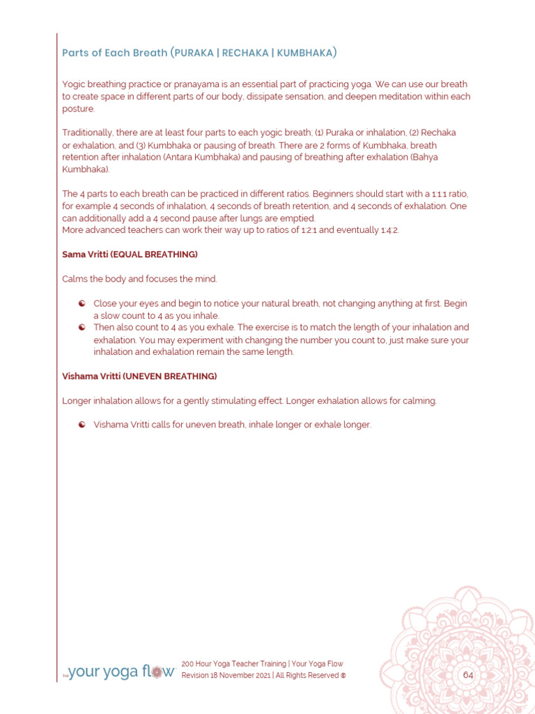 Breath Components in Pranayama | PDF | Self-Improvement | Wellness