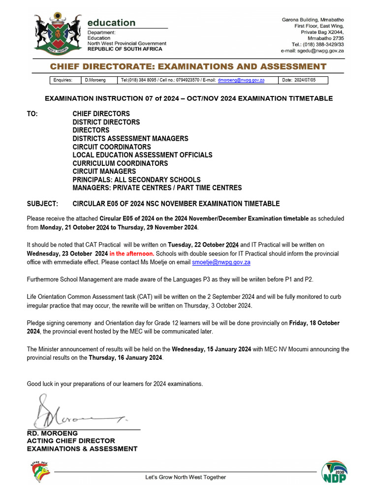 2024 November Examination Timetable | PDF | Career & Growth