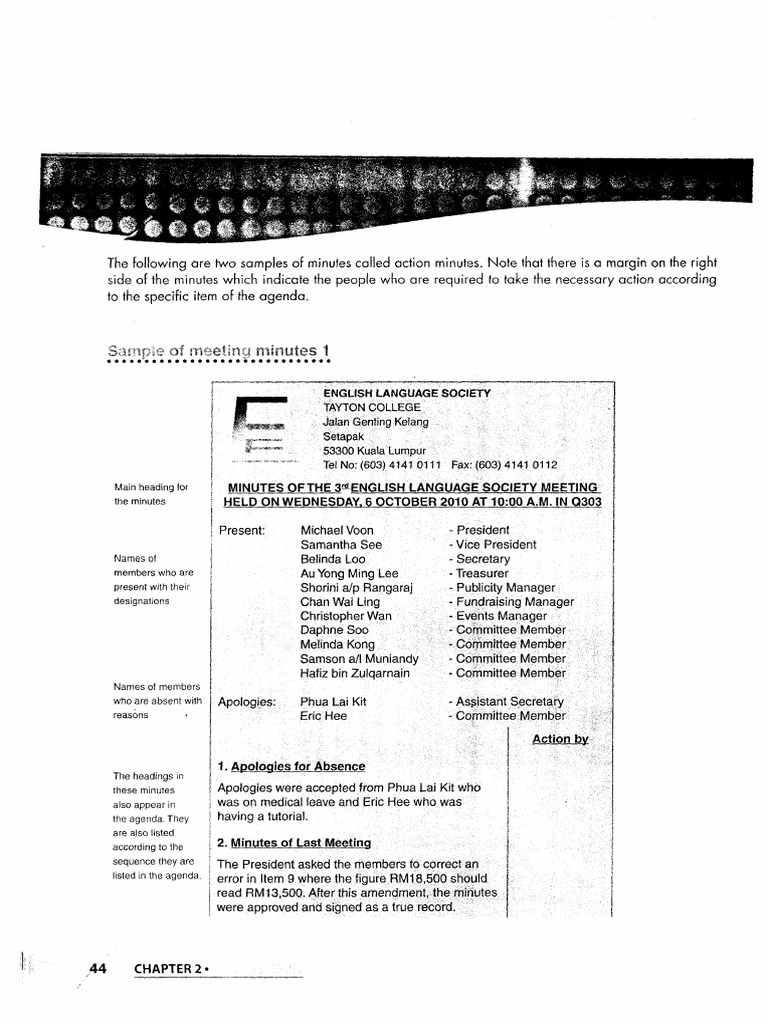 L1 Example of Minutes 1 | PDF