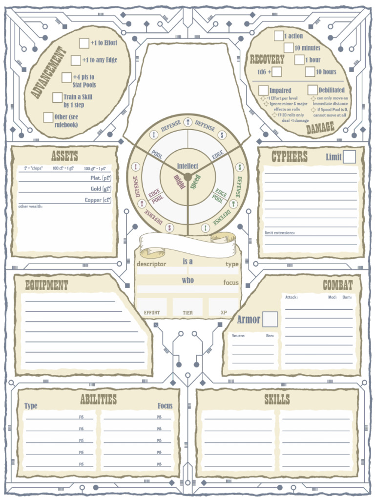 Cypher System Character Sheet - Space Western | PDF