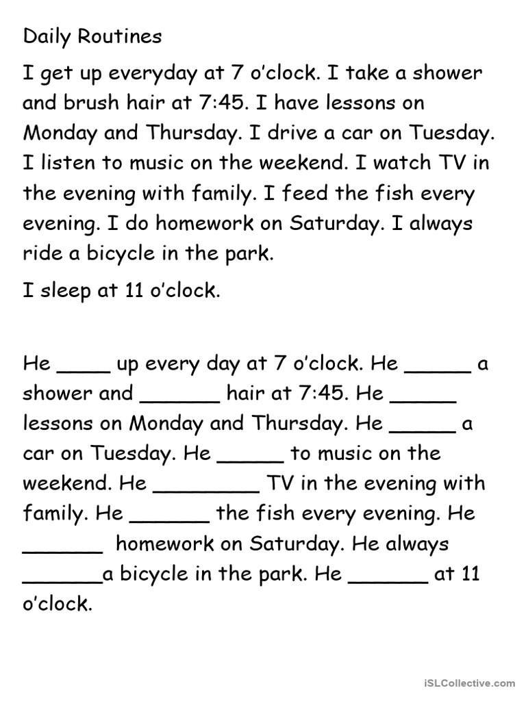 Simple Present _s_ Gap Fill Worksheet (1) | PDF