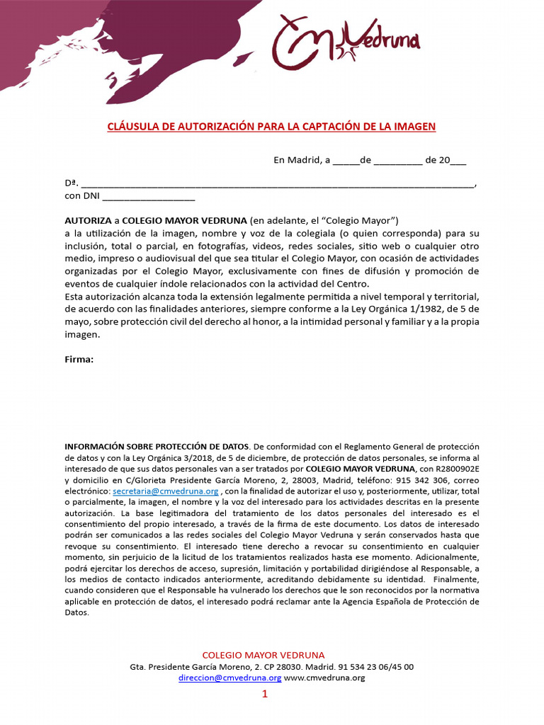 CLÃ - USULAS DE AUTORIZACIÃ - N (Colegialas) RELLENABLE | PDF | Documento de identidad | Gobierno