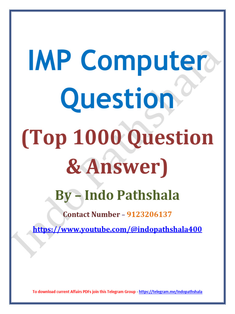 IMP 1000computer Question Colour | PDF | Network Topology | Internet Protocol Suite