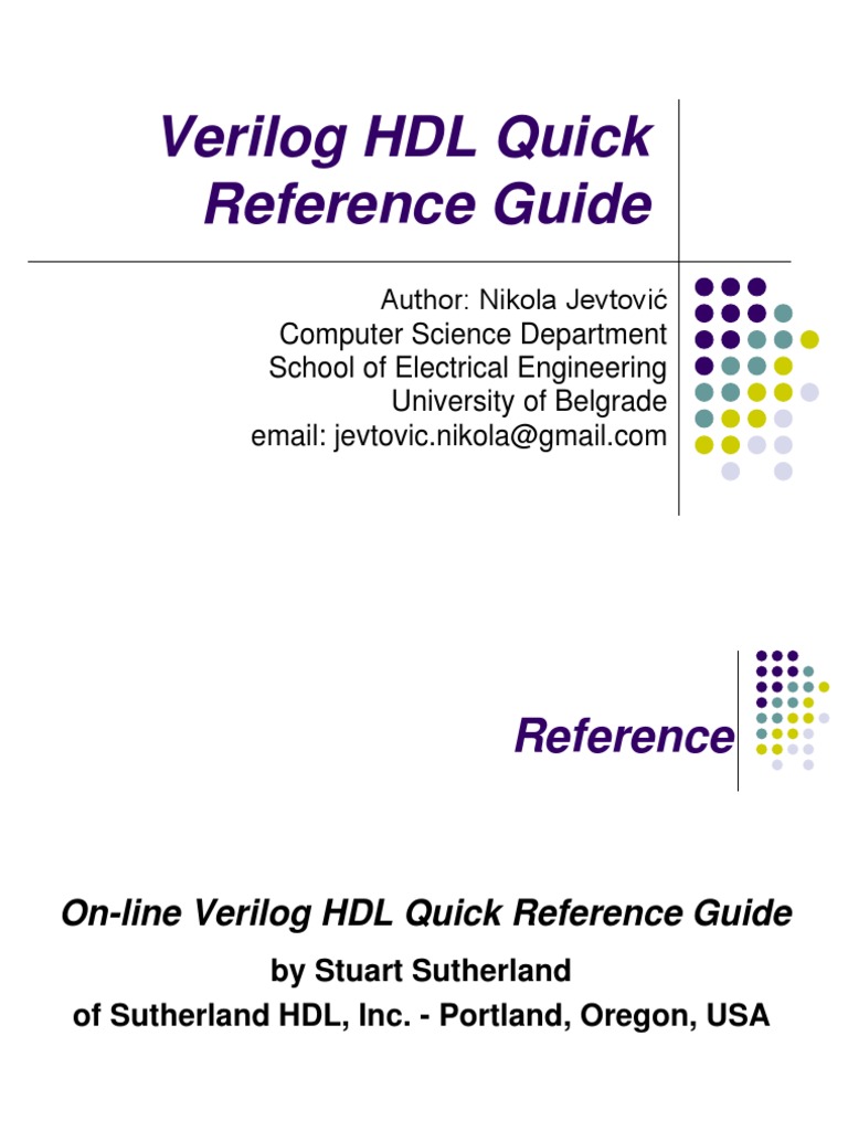 Verilog Hdl Quick Reference Guide New Pdf Parameter Computer