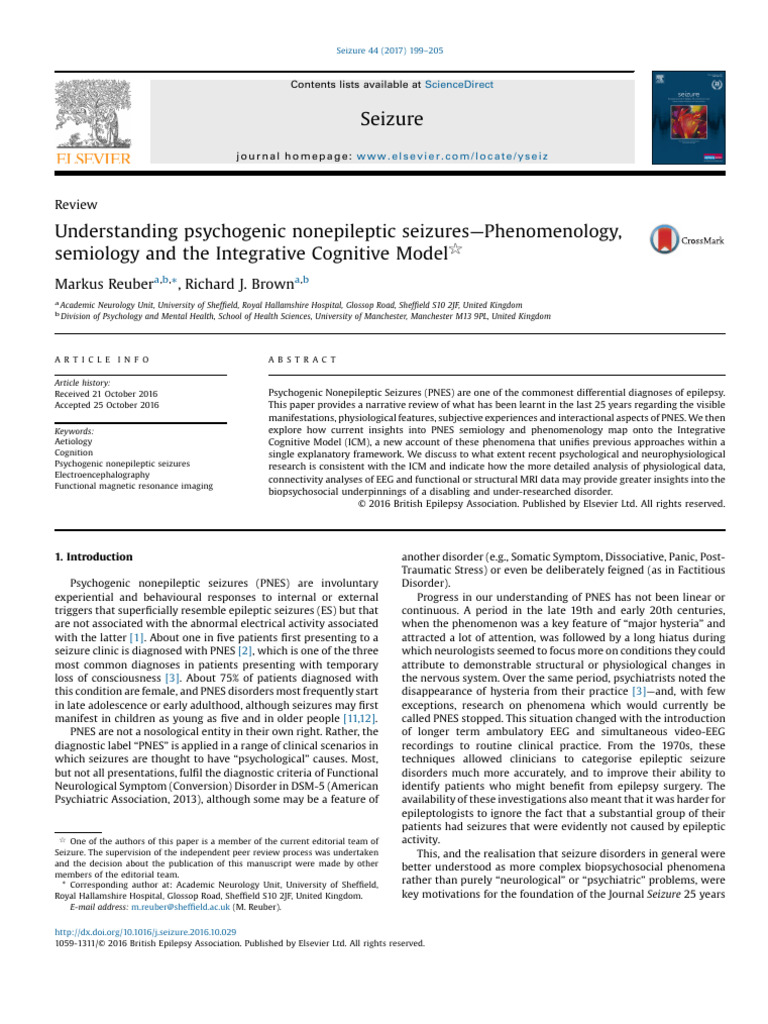Understanding Psychogenic Nonepileptic Seizures-Phenomenology ...