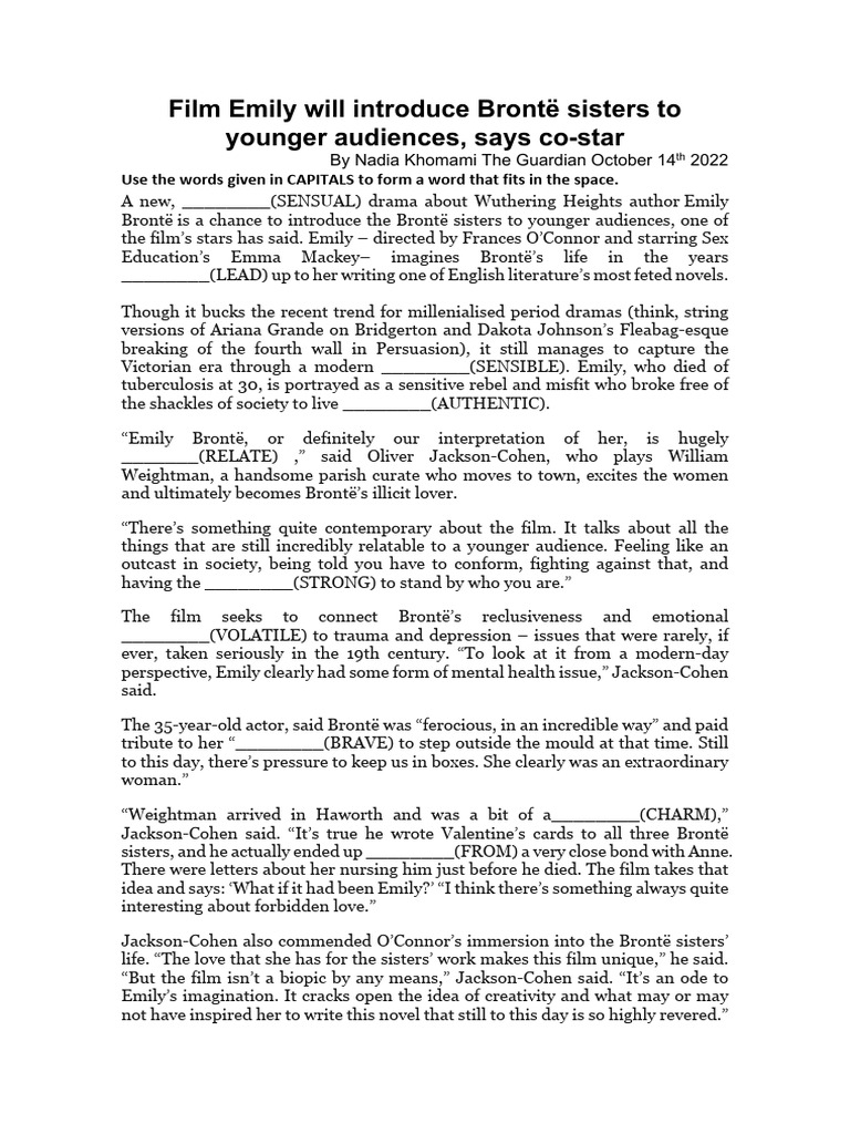 Emily Bronte Film Activity | PDF | Emily Brontë