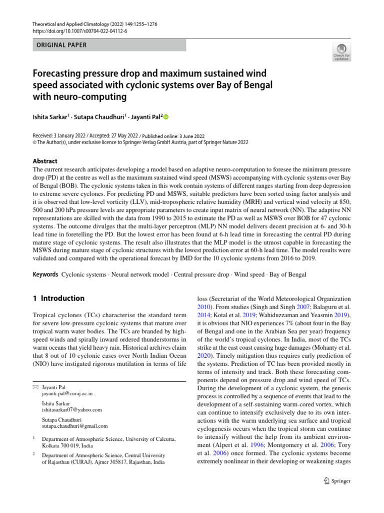 Cyclone Pressure Drop and Wind Speed Forecasting | PDF | Factor ...