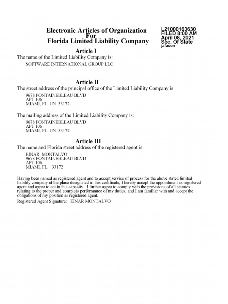 Certificate of Organization | PDF