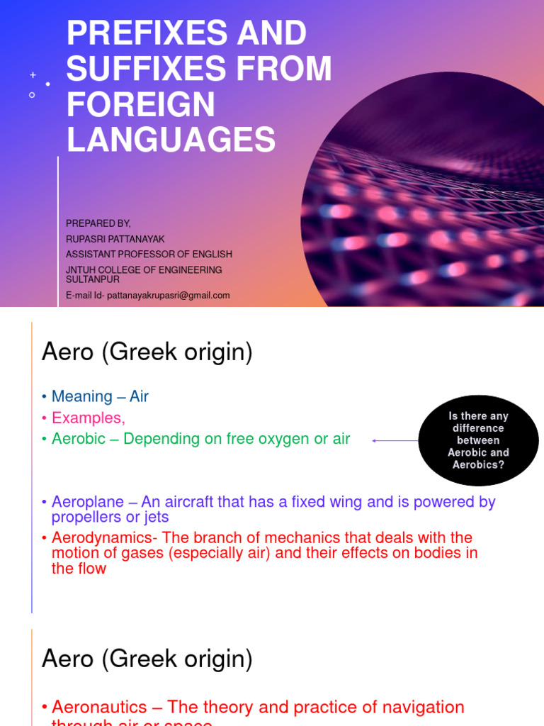 Prefixes and Suffixes From Foreign Languages | PDF | Buffet | Oxygen