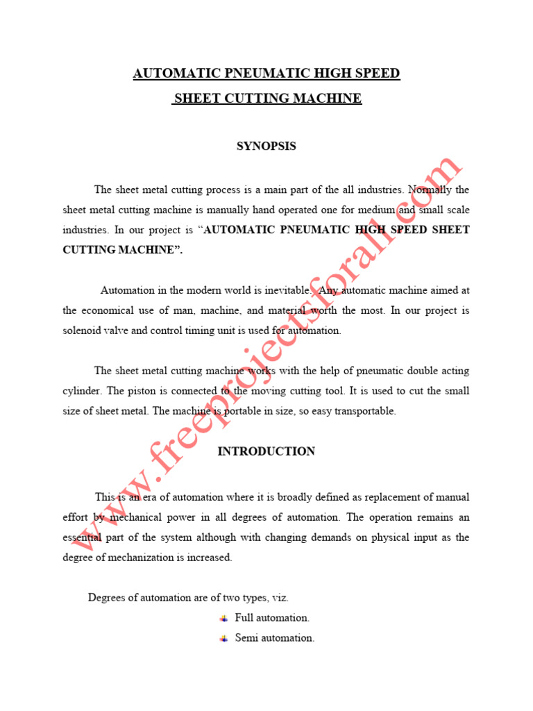 Automatic Pneumatic High Speed Sheet Cutting Machine | PDF | Automation ...