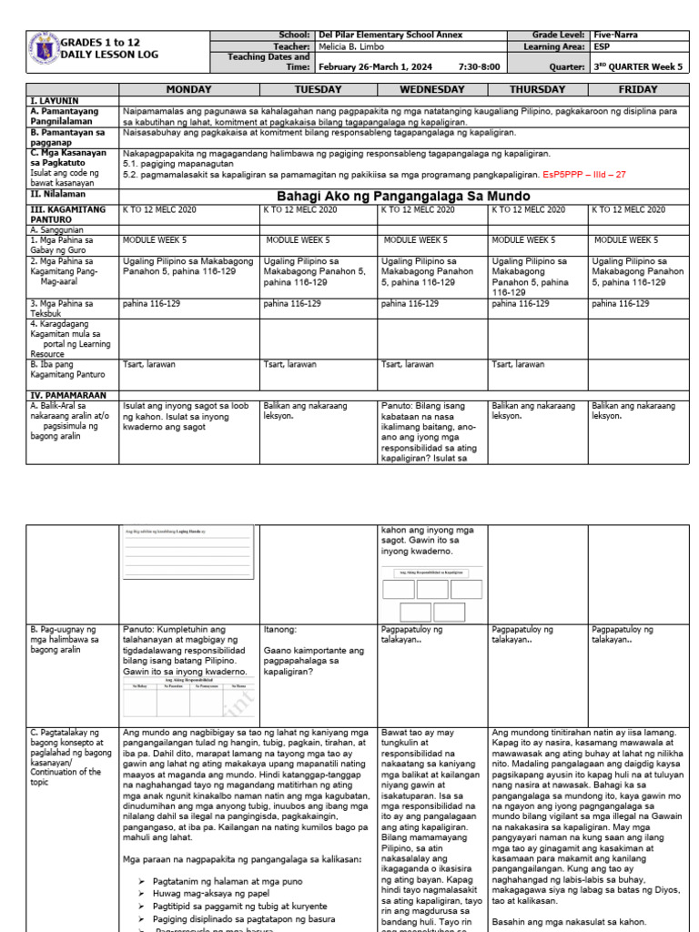 DLL Esp-5 Q3 W5 | PDF