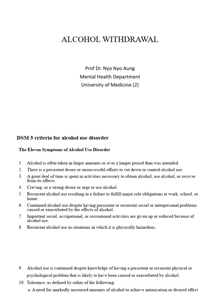 Alcohol Withdrawal Management Guidelines | PDF | Alcoholism | Drug ...