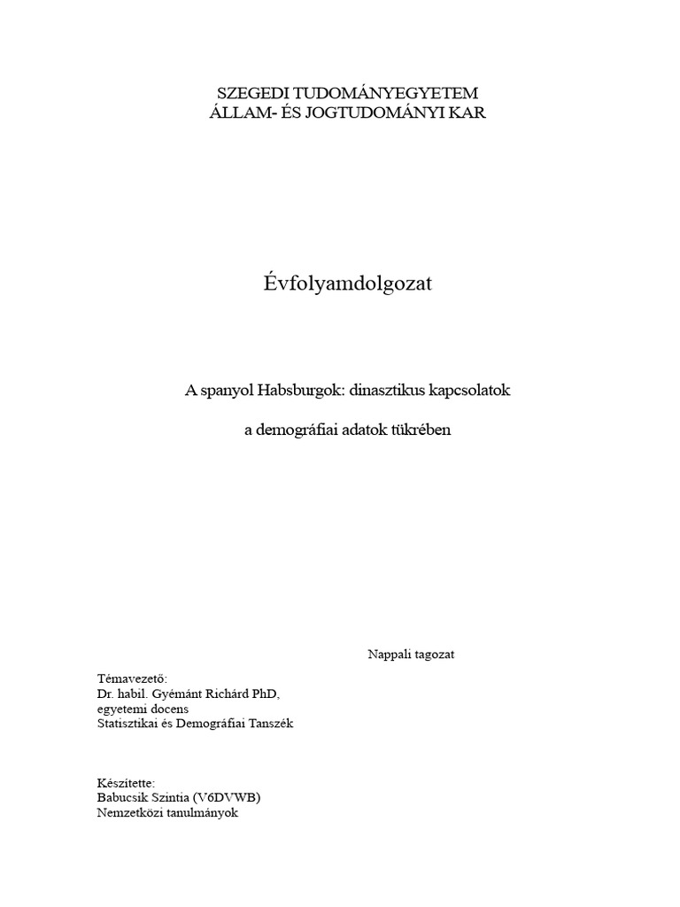 A Habsburgok Dolgozat | PDF