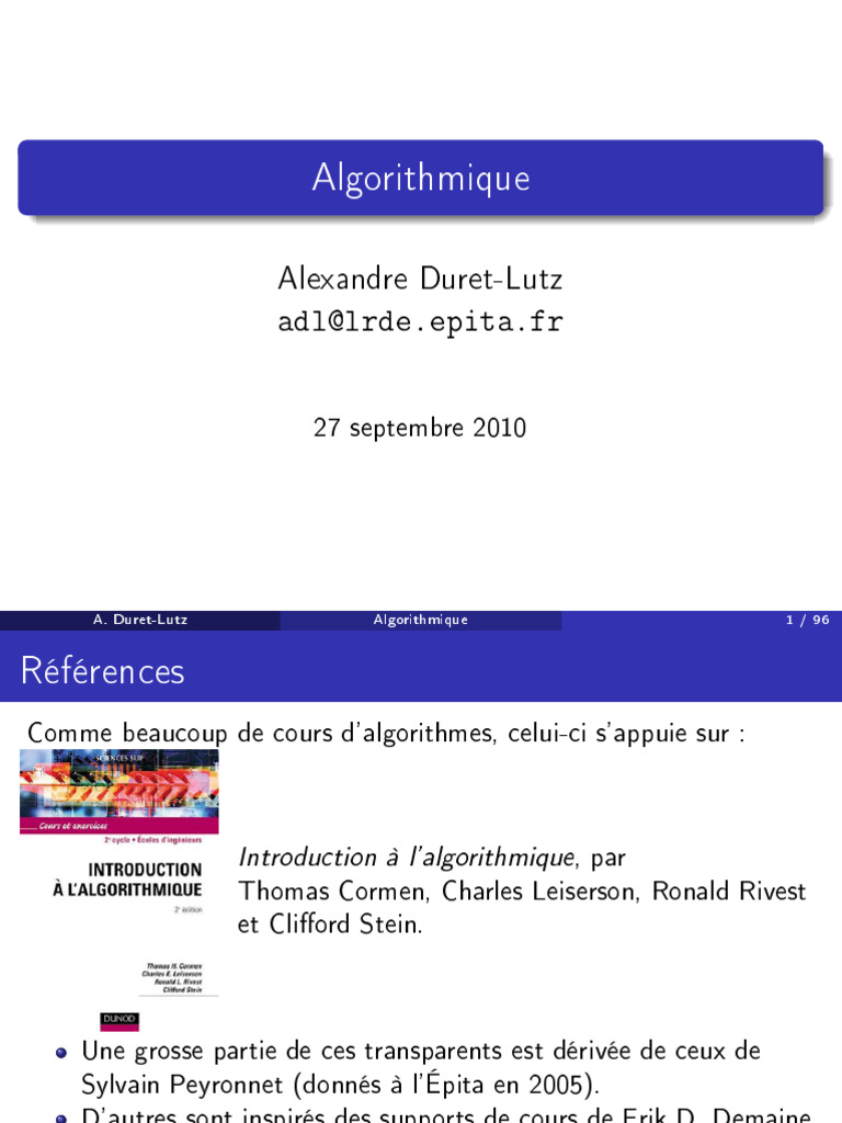 Algo 01 | PDF | Théorie de la calculabilité | Algorithmes
