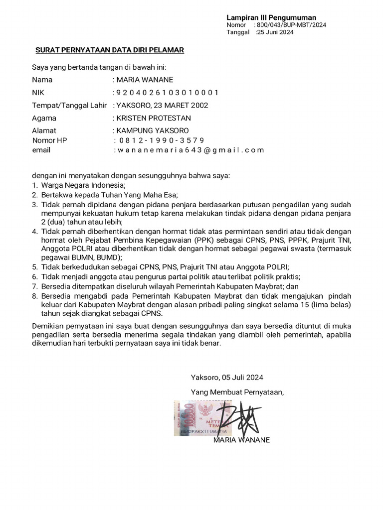 Ria Surat Data Diri - 11zon | PDF
