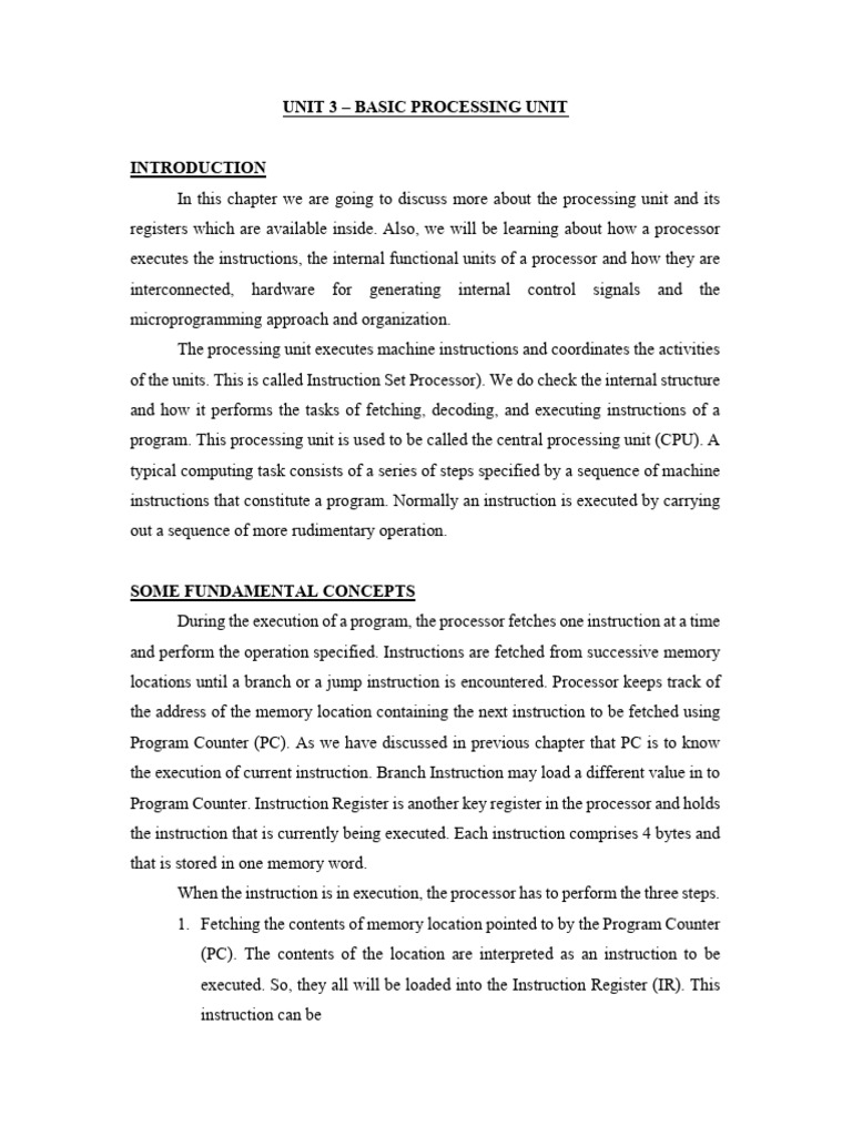 Unit 3 - Basic Processing Unit | PDF | Central Processing Unit | Programming