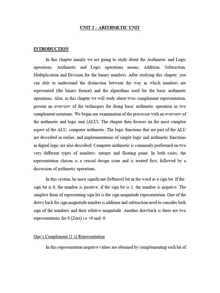 Unit 2 - Arithmetic Unit | PDF | Division (Mathematics) | Multiplication