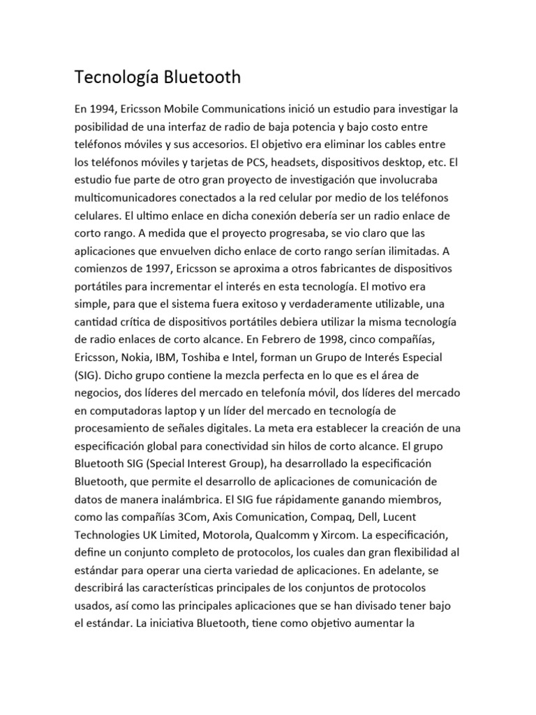 Introducción a la Tecnología Bluetooth | PDF | Bluetooth | Teléfonos ...