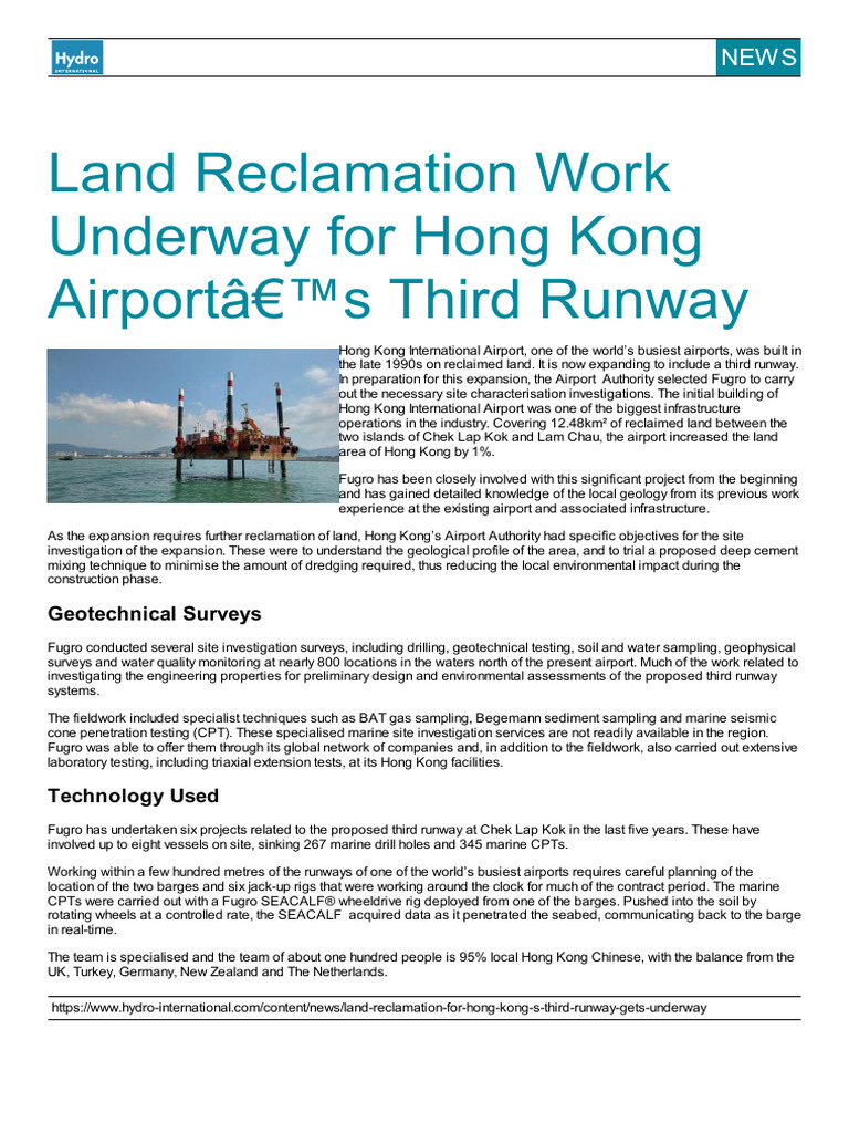 Land Reclamation For Hong Kong S Third Runway Gets Underway | PDF ...