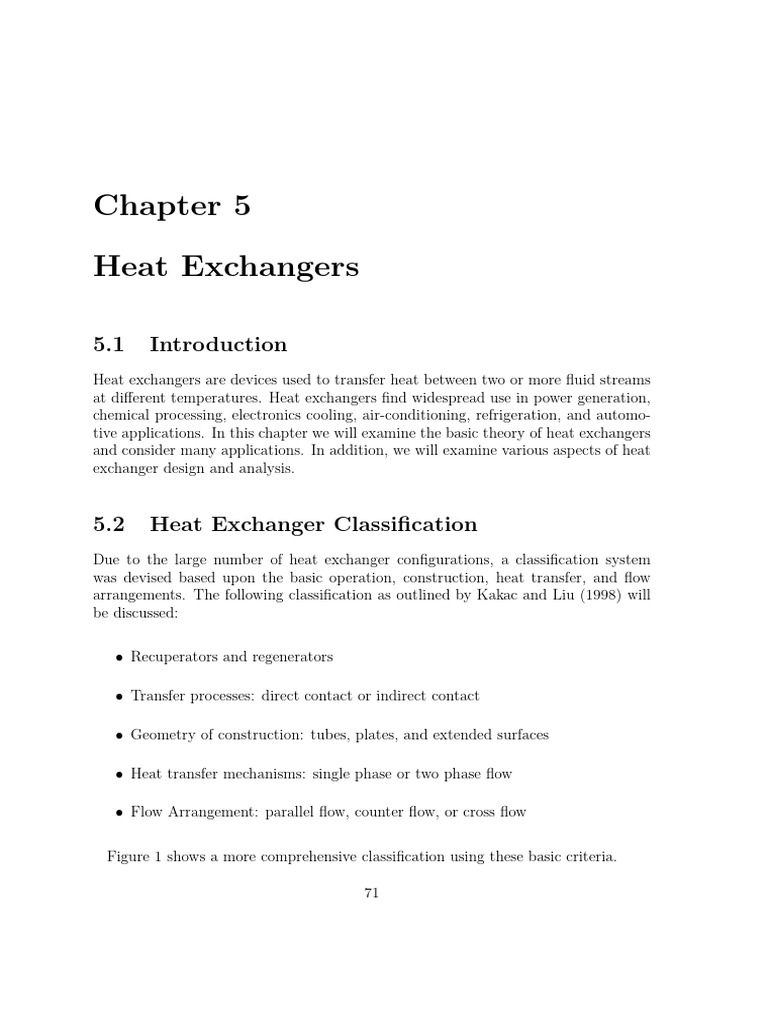 Chapter 5 Heat Exchangers | PDF | Heat Exchanger | Heat Transfer