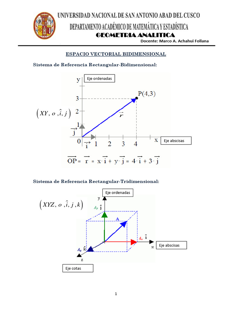 Espacio Vectorial Bidimensional | PDF | Espacio vectorial | Vector Euclidiano