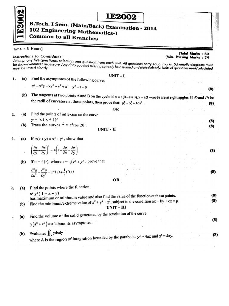 102 Engineering Mathematics-i 2014 | PDF