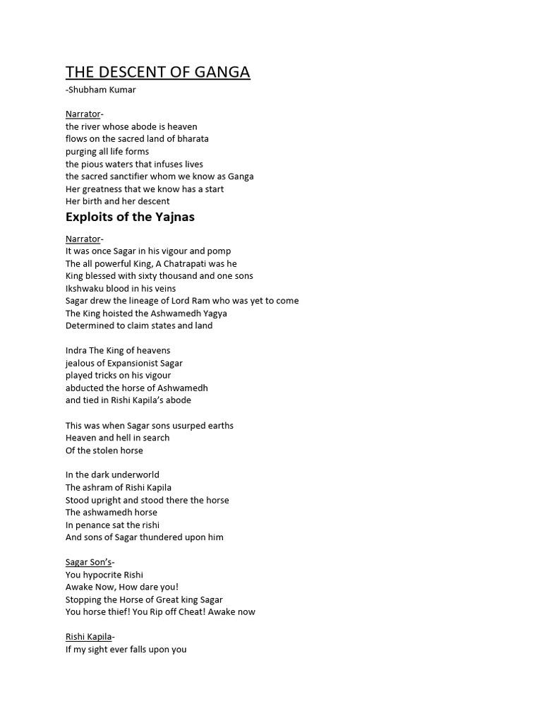 Descent of Ganga Script 2.0 | PDF | Hindu Mythology