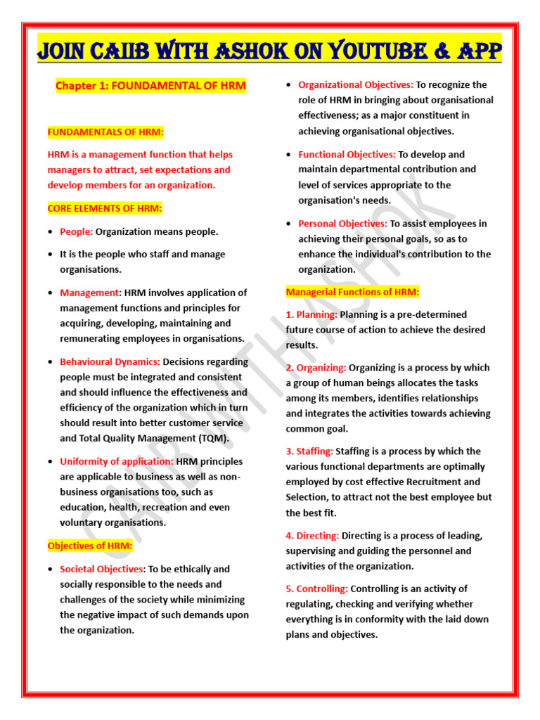 HRM Module A Bullet Points | PDF | Leadership | Human Resource Management