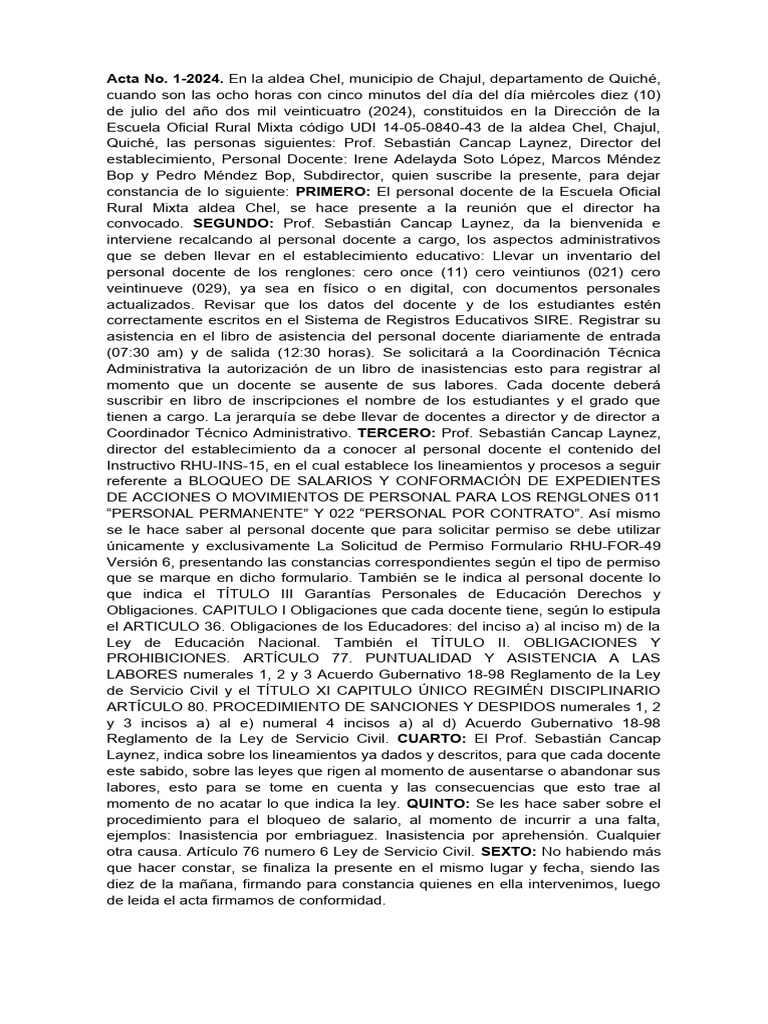 MODELO DE ACTA | PDF | Gobierno