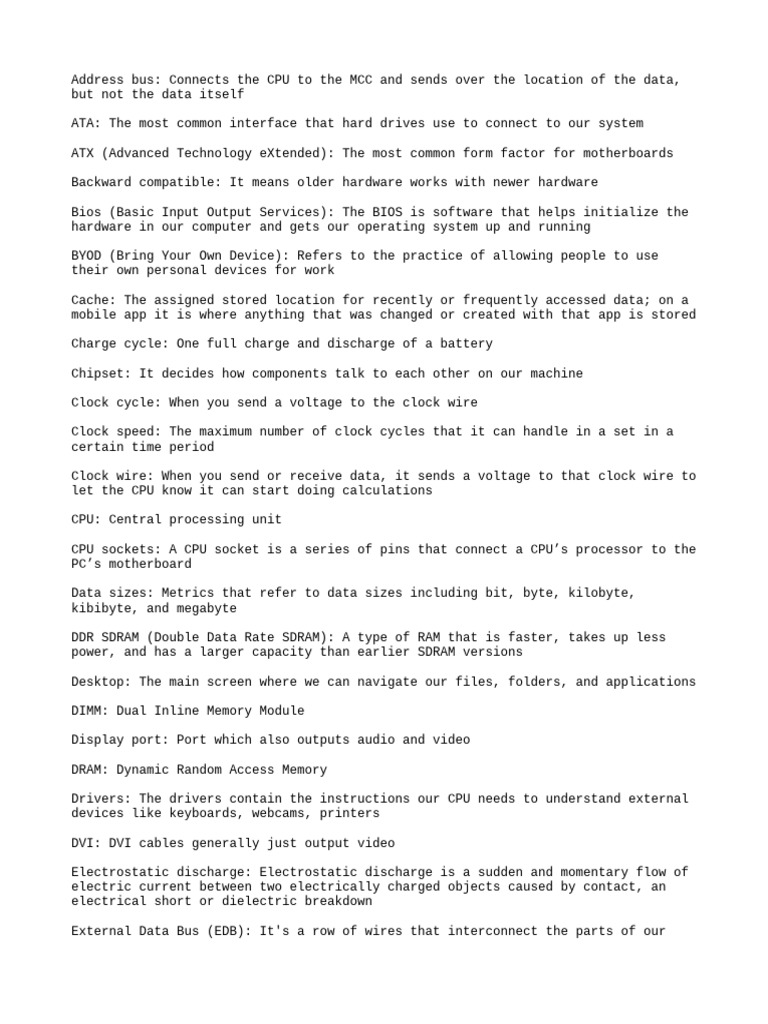 Course 1 Module 2 Glossary | PDF | Random Access Memory | Hard Disk Drive