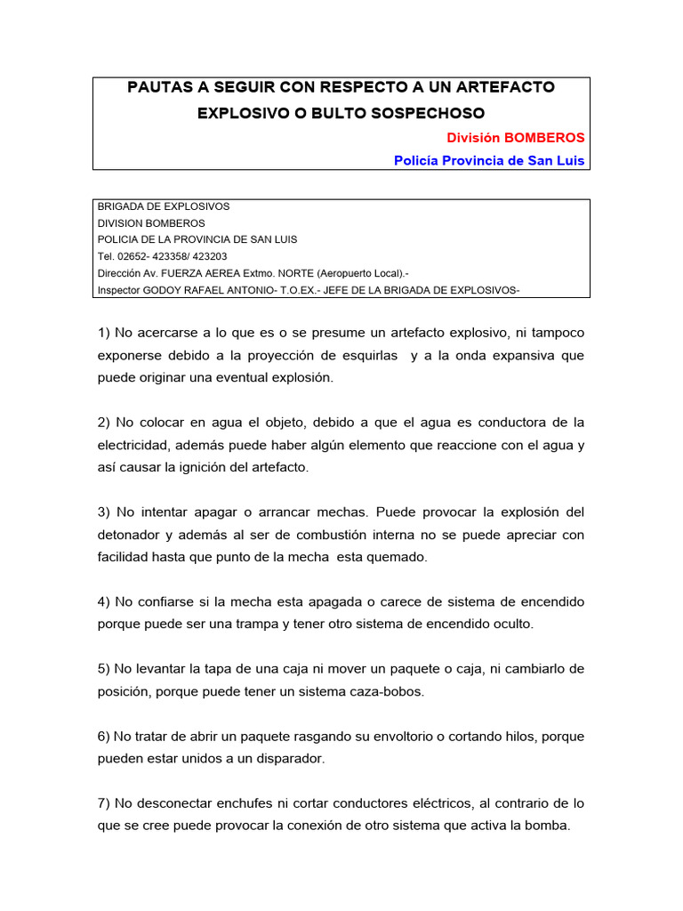 Amenaza De Artefactos Explosivos Pdf