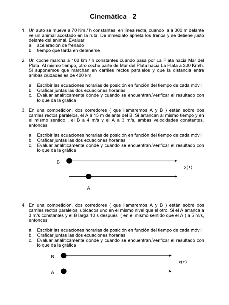 Problemas Extras de Cinemática-2-Resuelto | PDF | Ecuaciones | Aceleración
