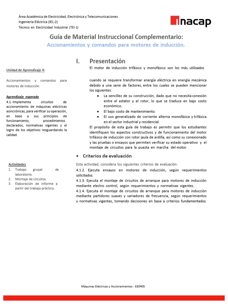 Jorge Pino - Motor de Induccion Unidad 4 Final | PDF | Motor eléctrico ...