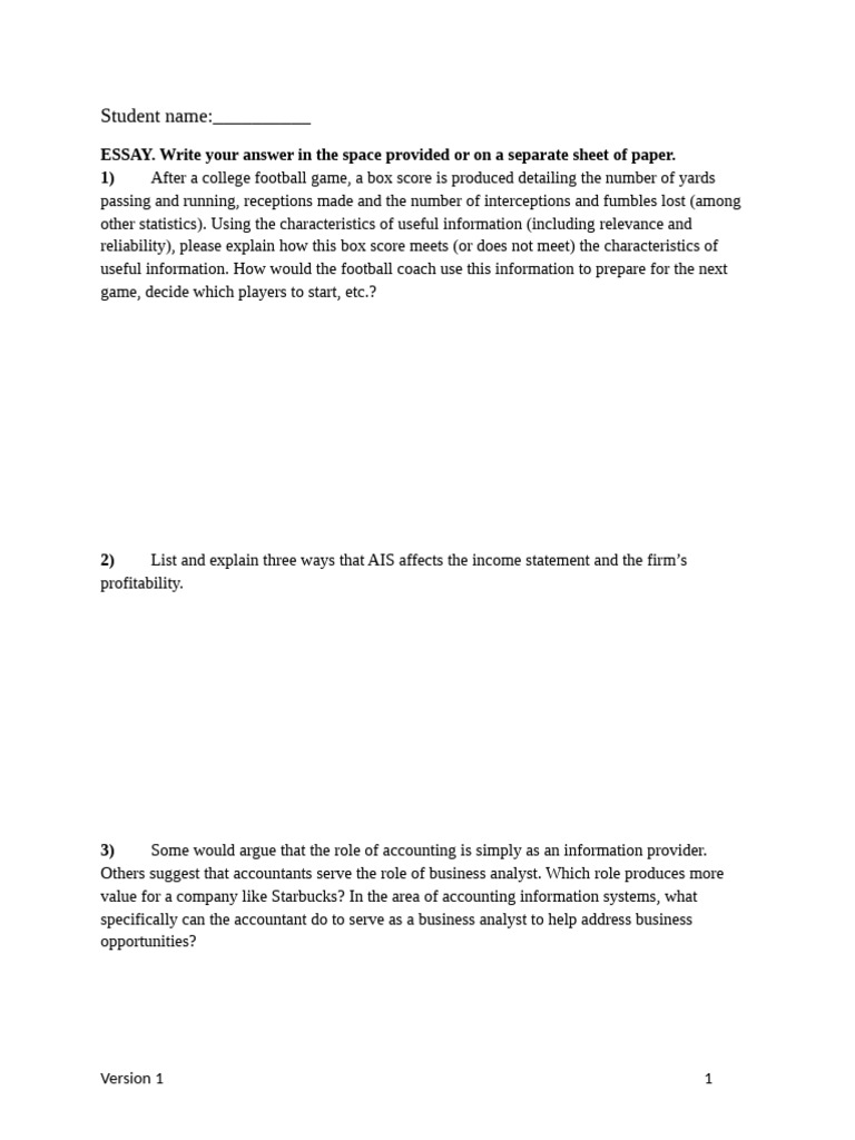 Teacher Chapter 01 Test Bank Version1.Docx Course | PDF | Inventory ...