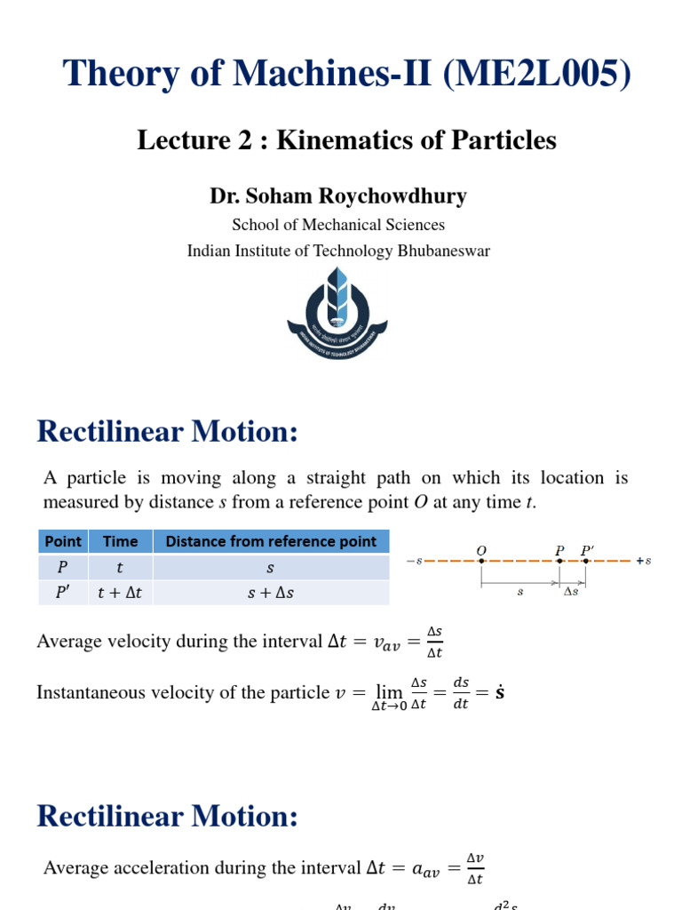 Lecture 2-Kinematics of Particles | PDF | Acceleration | Velocity