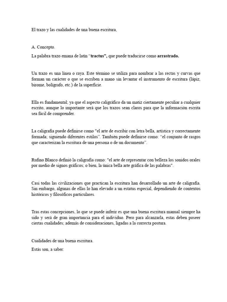 El Trazo y Las Cualidades de Una Buena Escritura | PDF | Caligrafía ...