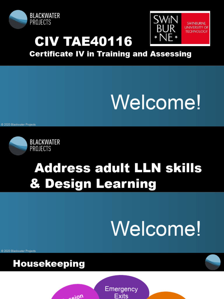 TAE C4 Design LLN PPT Session 1 VE18 2023 v1 | PDF | Vocational Education | Literacy