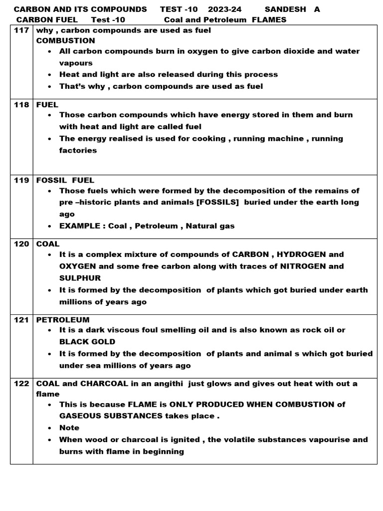 Test - 10 Carbon 23-24 Notes Full 2023-24 Notes - 150 | PDF | Ethanol ...