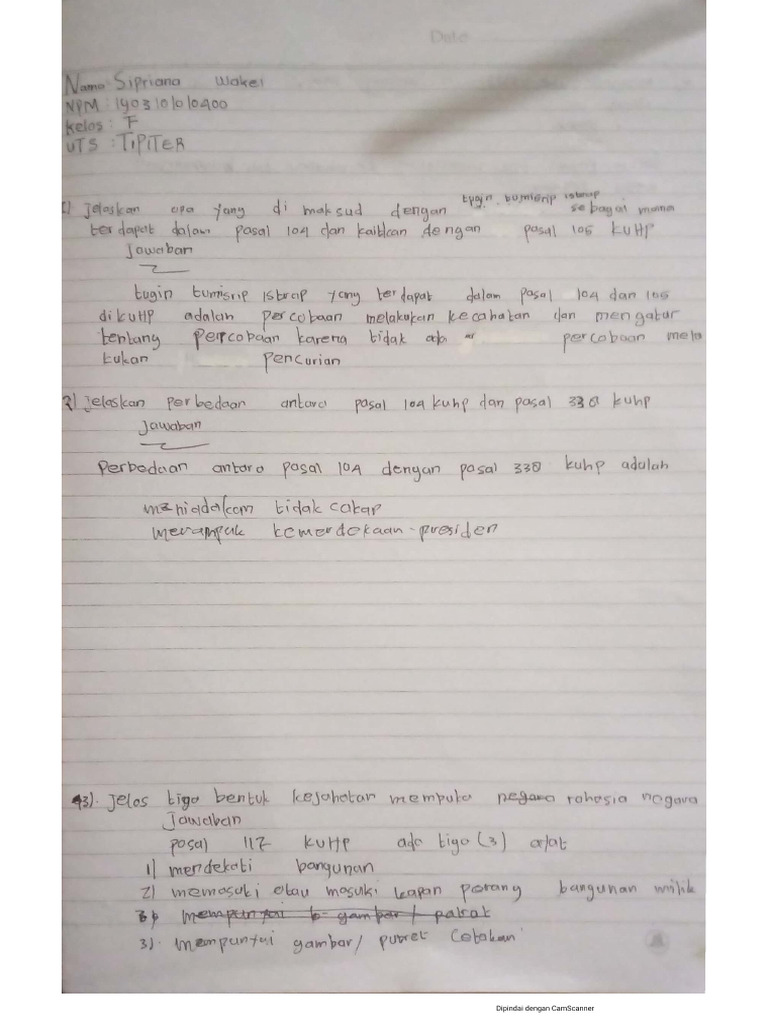 Sipriana Wakei 1903101010400 UTS Pipiter | PDF