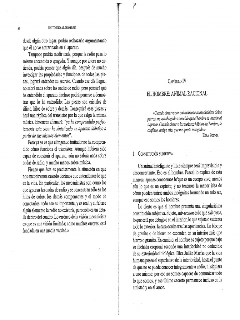 El Hombre Animal Racional | PDF