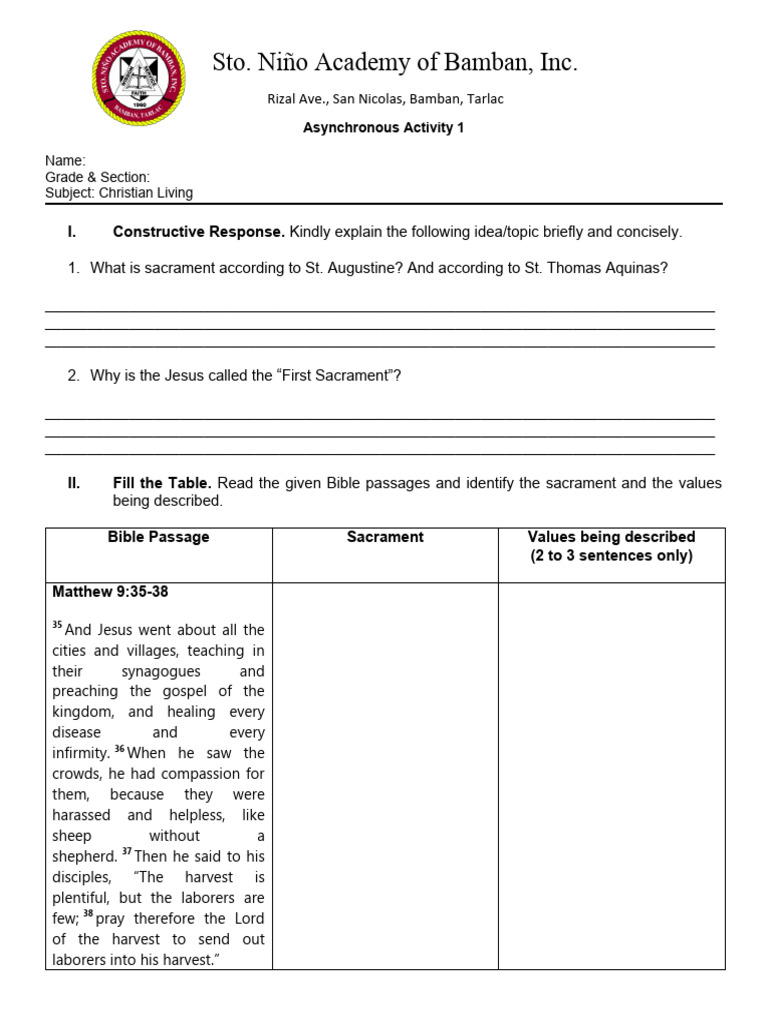 Grade 8 CLE Asynchronous Activity 1 For 4th Quarter | PDF | Abrahamic Religions | Canonical Gospels