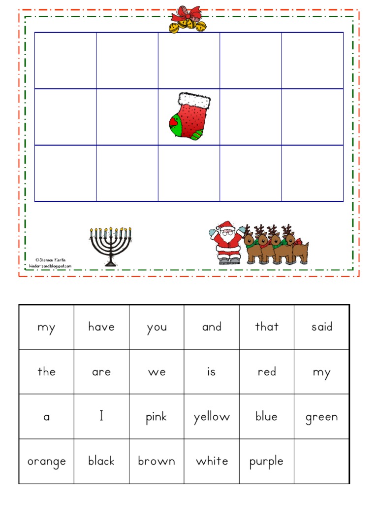December Sight Word Bingo | PDF
