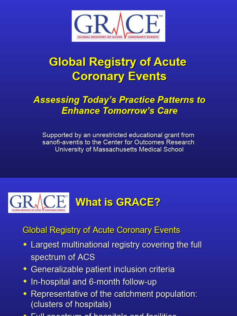 Grace Overview Slides | PDF | Myocardial Infarction | Percutaneous Coronary Intervention