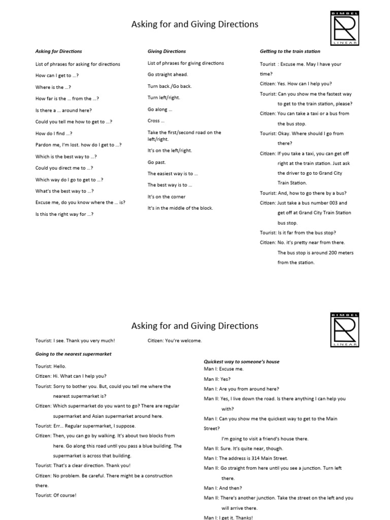 Asking For Direction MATERI | PDF