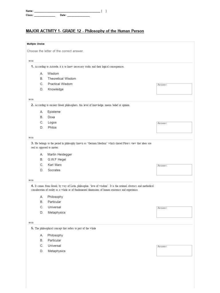 1st Monthly Exam Grade 12 - Philo - Genyo E-Learning | PDF | Dialectic ...