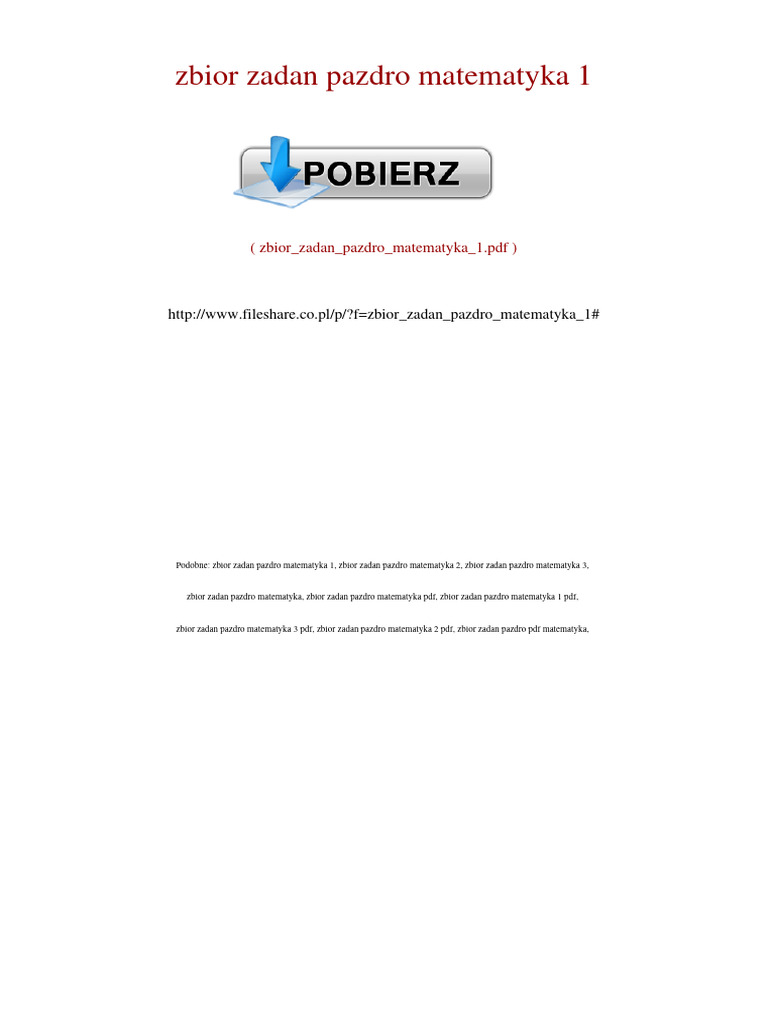 Zbior Zadan Pazdro Matematyka 1 | PDF