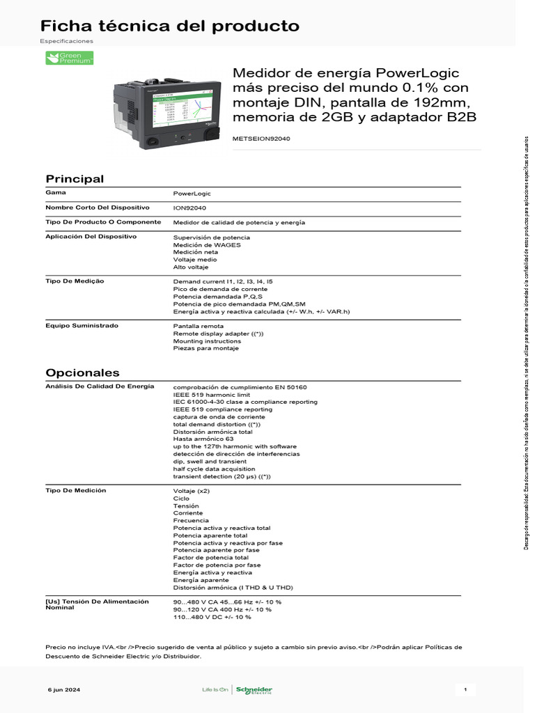 Schneider Electric - PowerLogic-ION9000 - METSEION92040 | PDF | Energia ...
