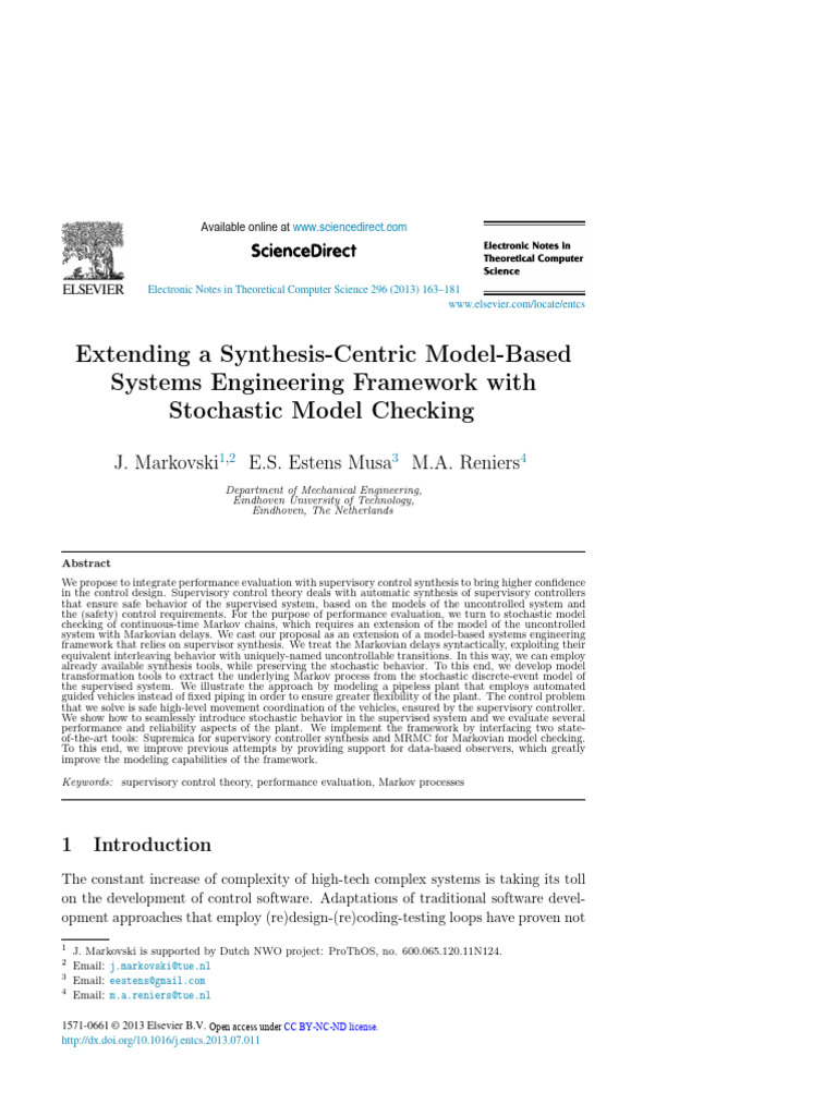 Extending a Synthesis-Centric Model-Based Systems Engineering Framework | PDF | Markov Chain ...