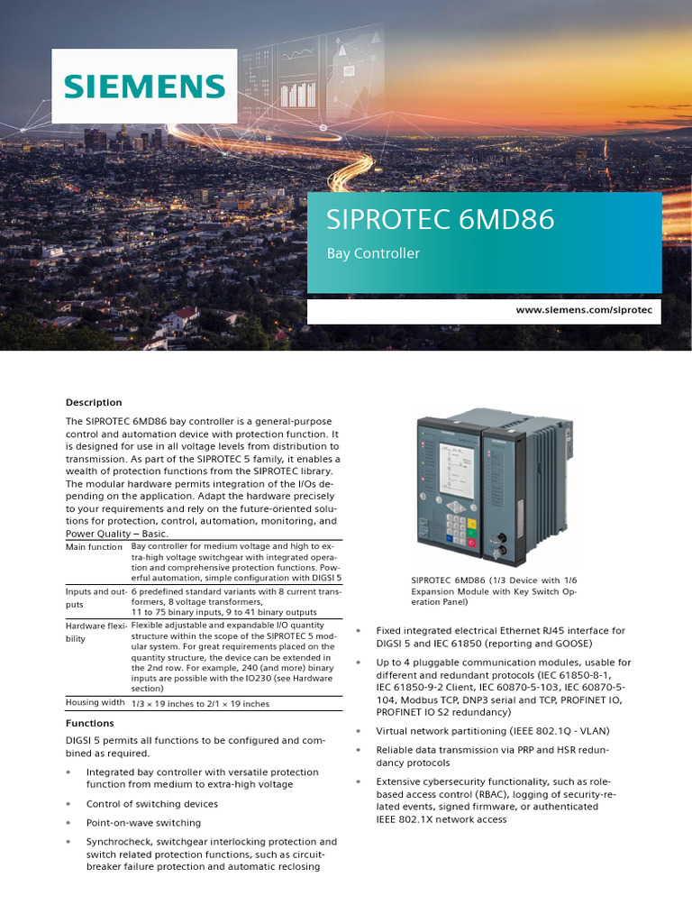 Siprotec 6md86 Profile | PDF | Computer Network | Electronics